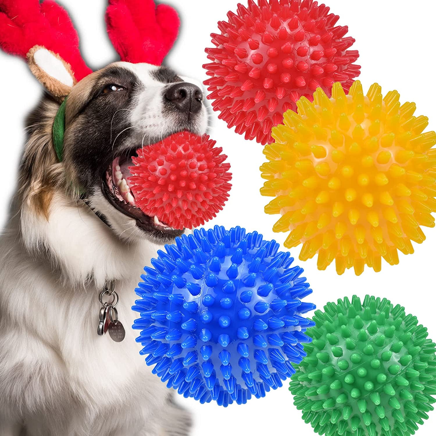 GRACETOP Dog Balls 4.5” Spikey Ball for Heavy Duty Teething Large ...