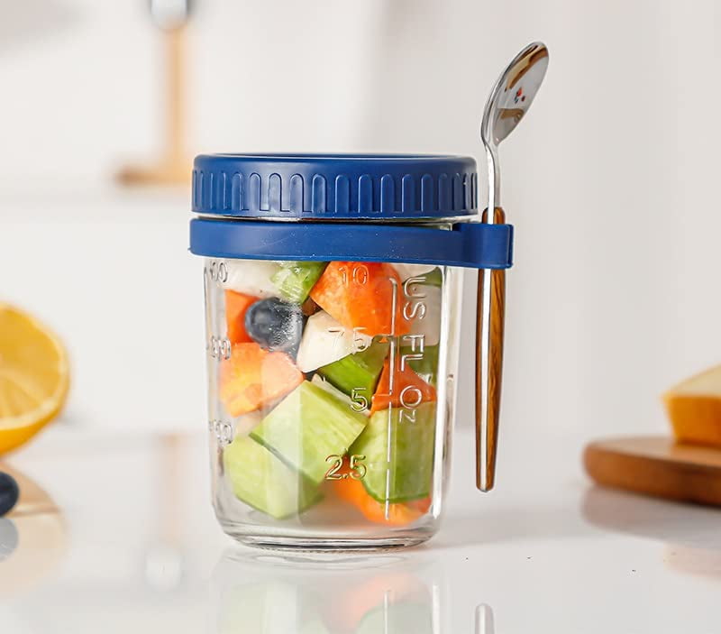 GRACIOUS MART Overnight Oats Containers with Lids and Spoons 16 oz ...