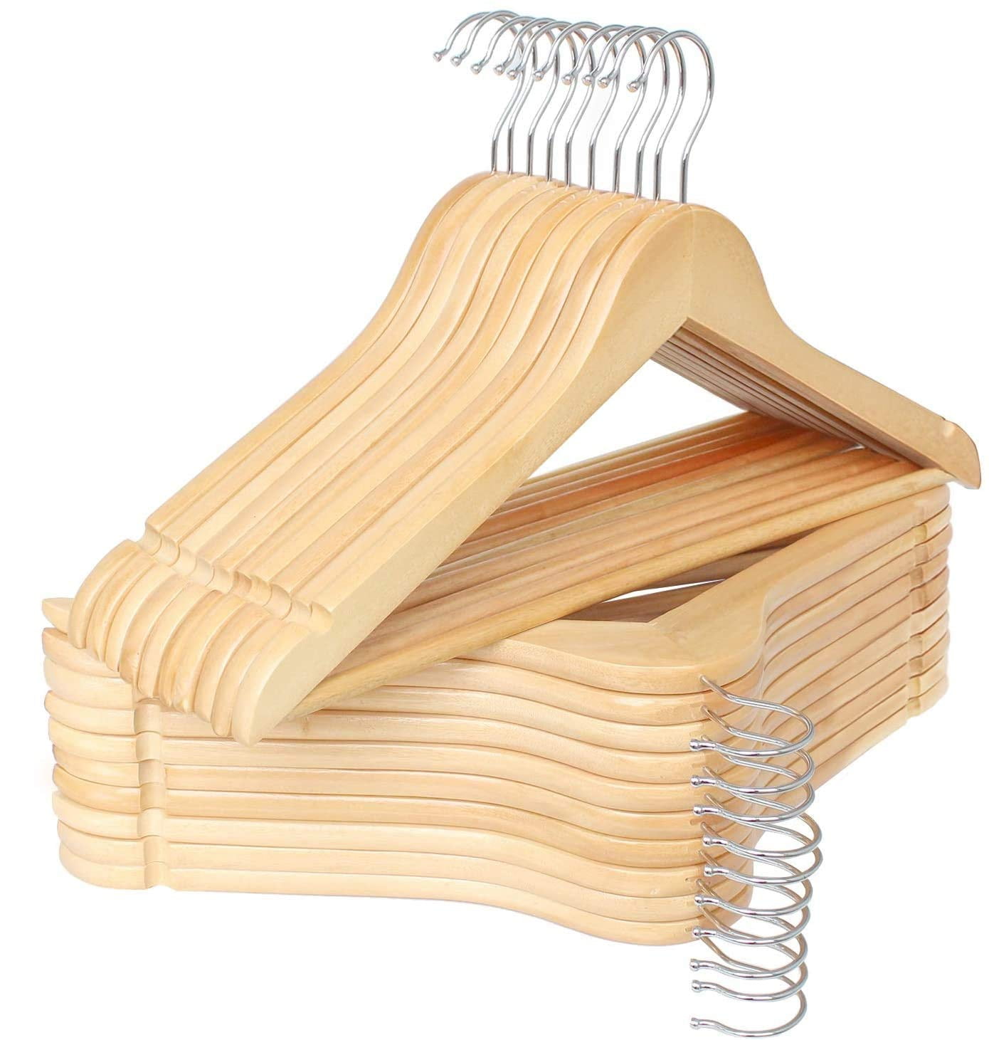 GRACIOUS MART Premium Wooden Hangers - Pack of 18 - 360-Degree ...