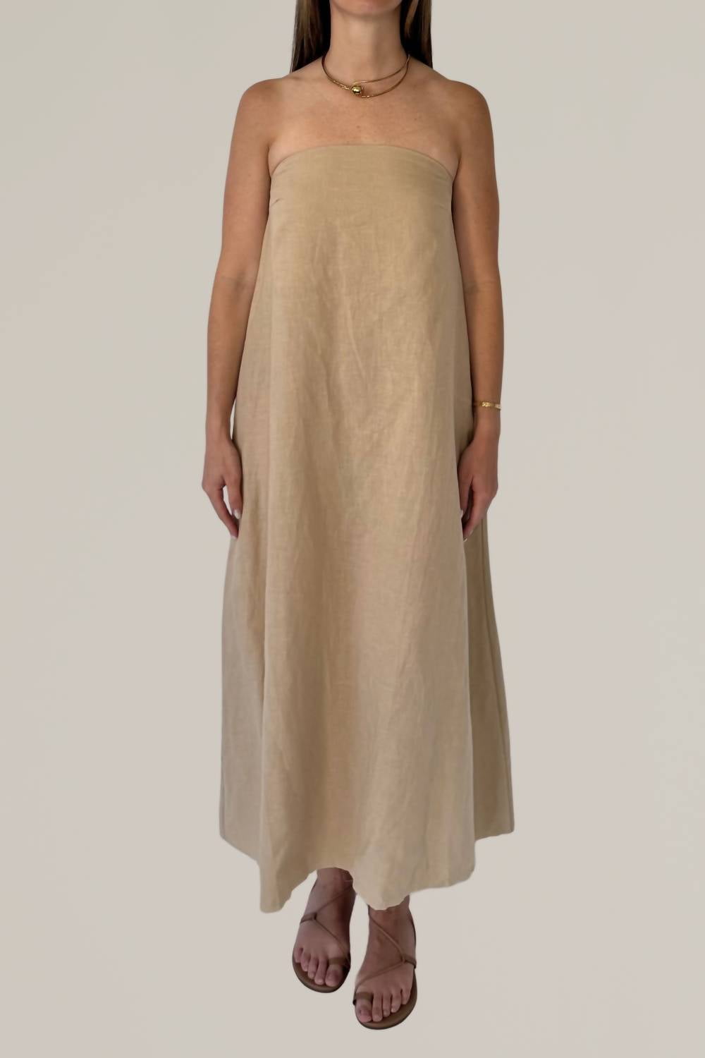 Grade & Gather Linen Blend Strapless Column Dress - Walmart.com