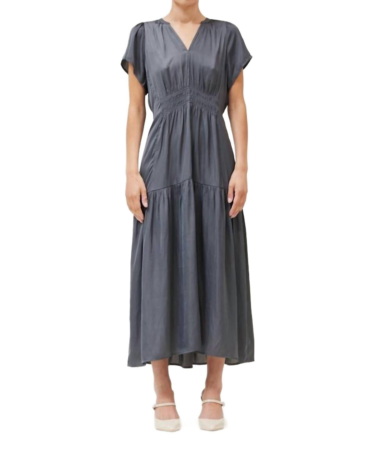 GRADE & GATHER Ruffle Satin Midi Dress - Walmart.com