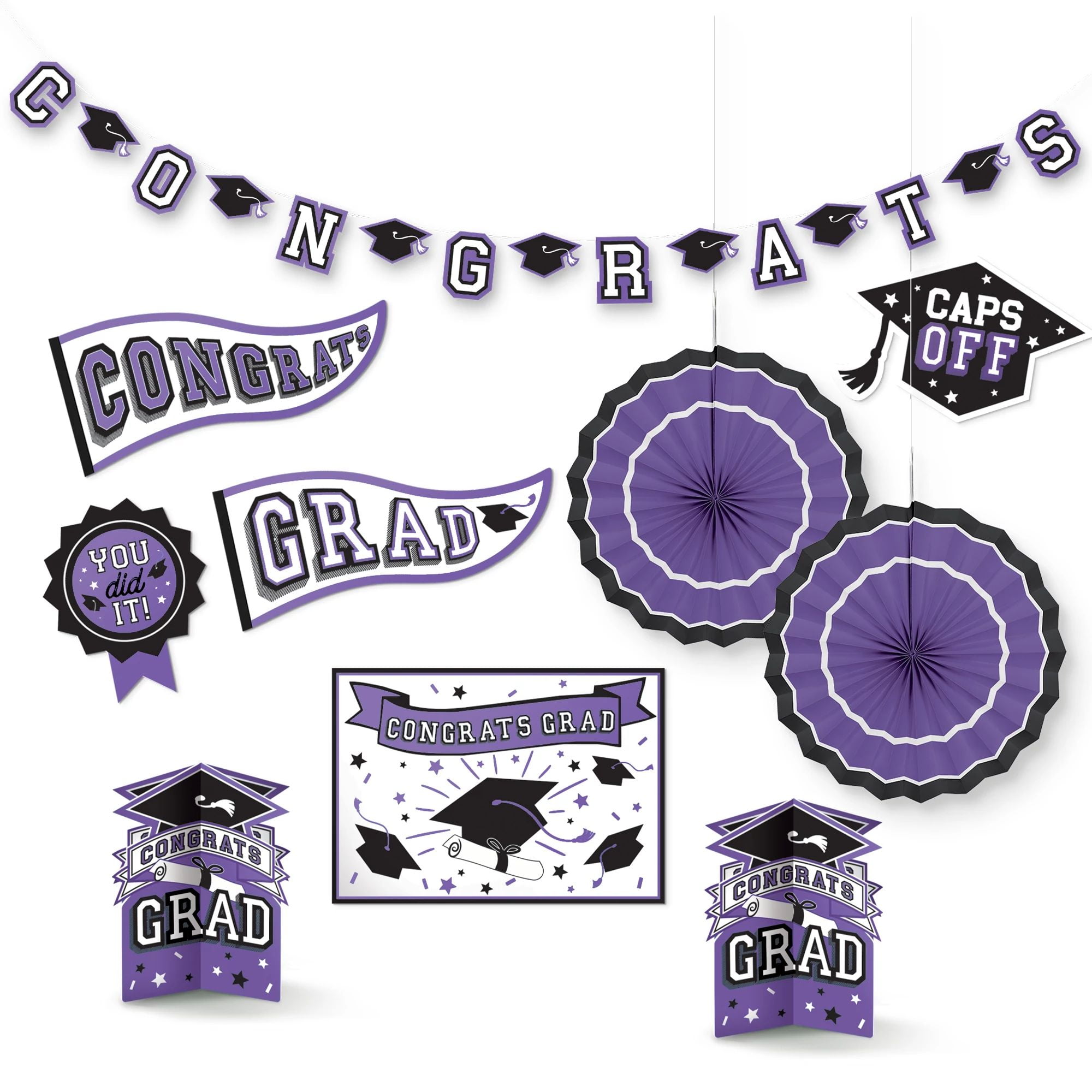 GRADUATION Room Decorating Kit Purple Party Decorations Congrat Grad ...