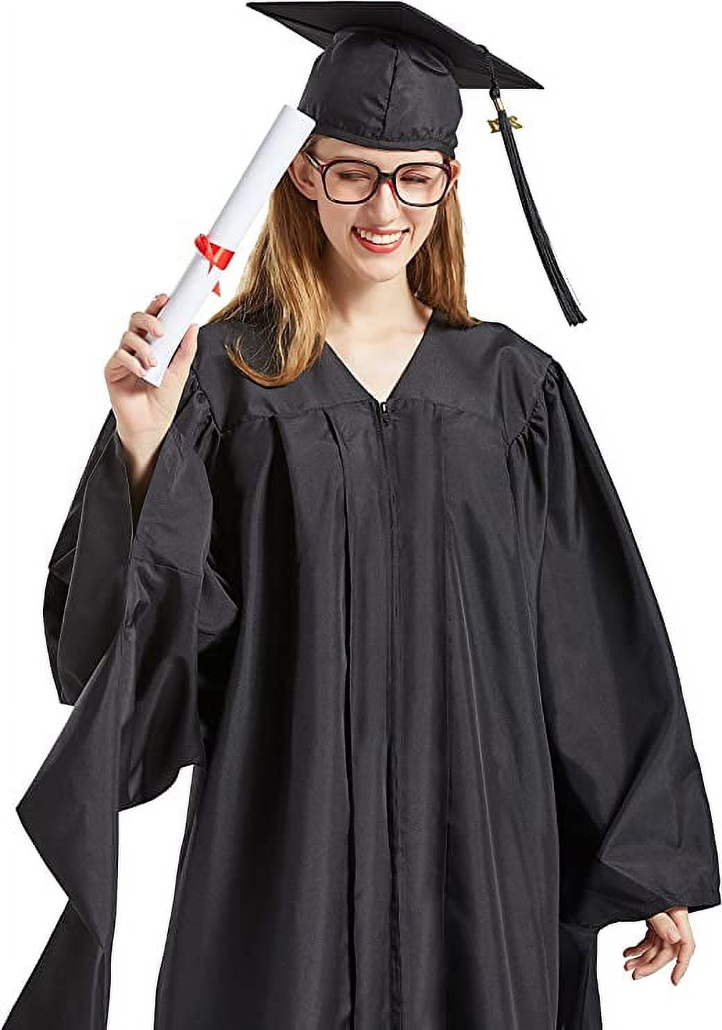 GRADWYSE Master Cap and Gown with 2022 Year Charm Master Degree Unisex Black (48 (Fit 5'3"~5'5 ...