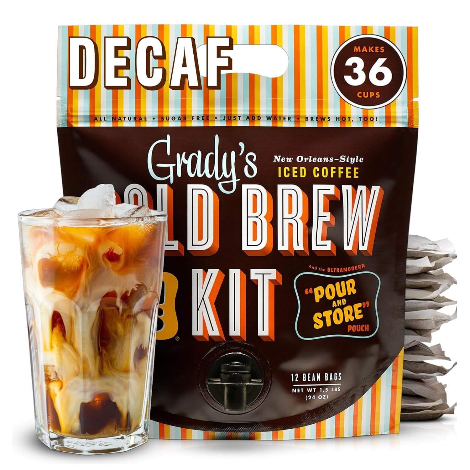 GRADY’S COLD BREW Coffee Pouches | New Orleans Style - DECAF | 100% ...