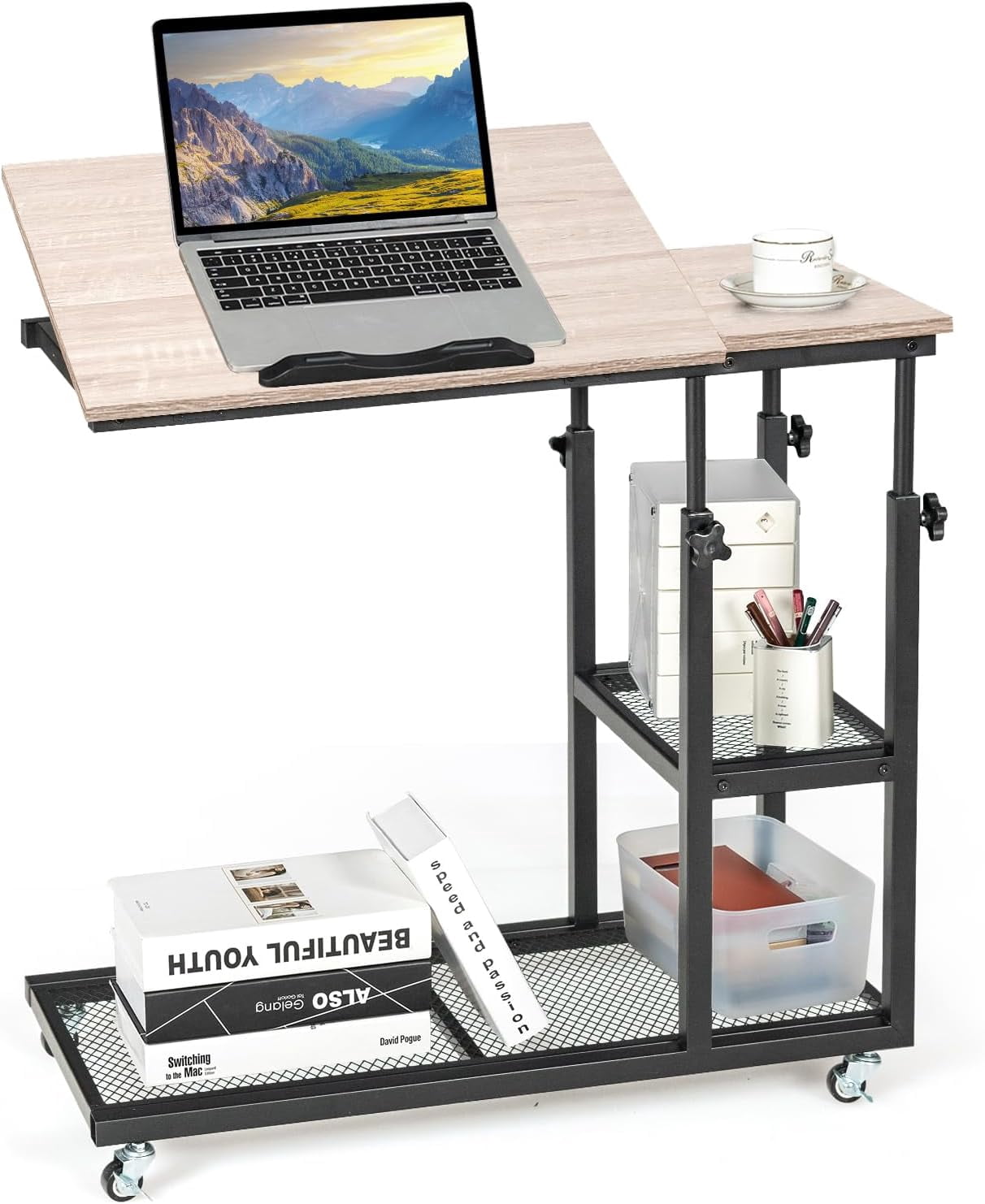 GRAFFY C Shaped End Table - Height Adjustable Couch Sofa Table with ...