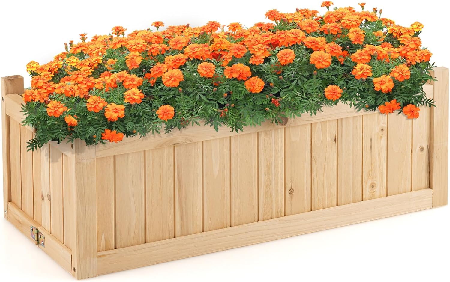 GRAFFY Raised Garden Bed, Folding Wood Planter Box w/Removable Bottom ...