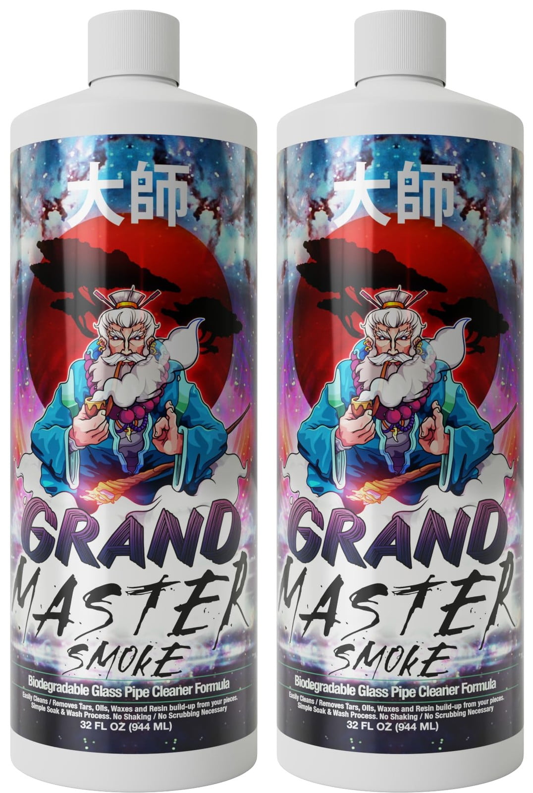 GRAND MASTER SMOKE 64oz / 2 Pack Soak & Wash Bundle Glass Pipe Cleaner ...