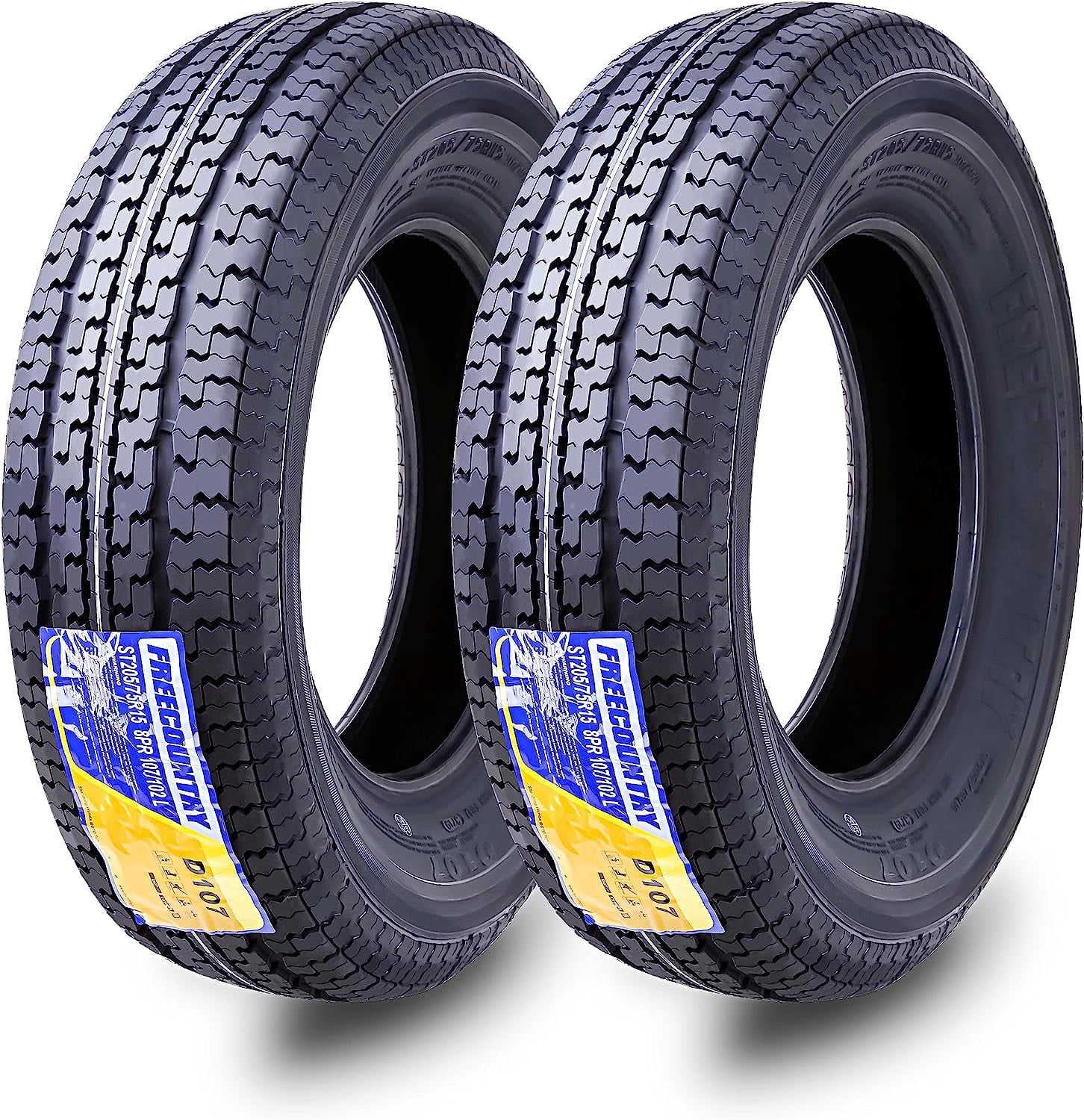 GRAND RIDE Set 2 FREE COUNTRY ST205/75R15 Premium Trailer Tires 205 75 ...