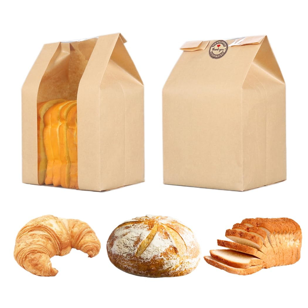 GRANDAN 25 Packs Paper Bread Bags for Homemade Bread, Large Kraft Paper ...