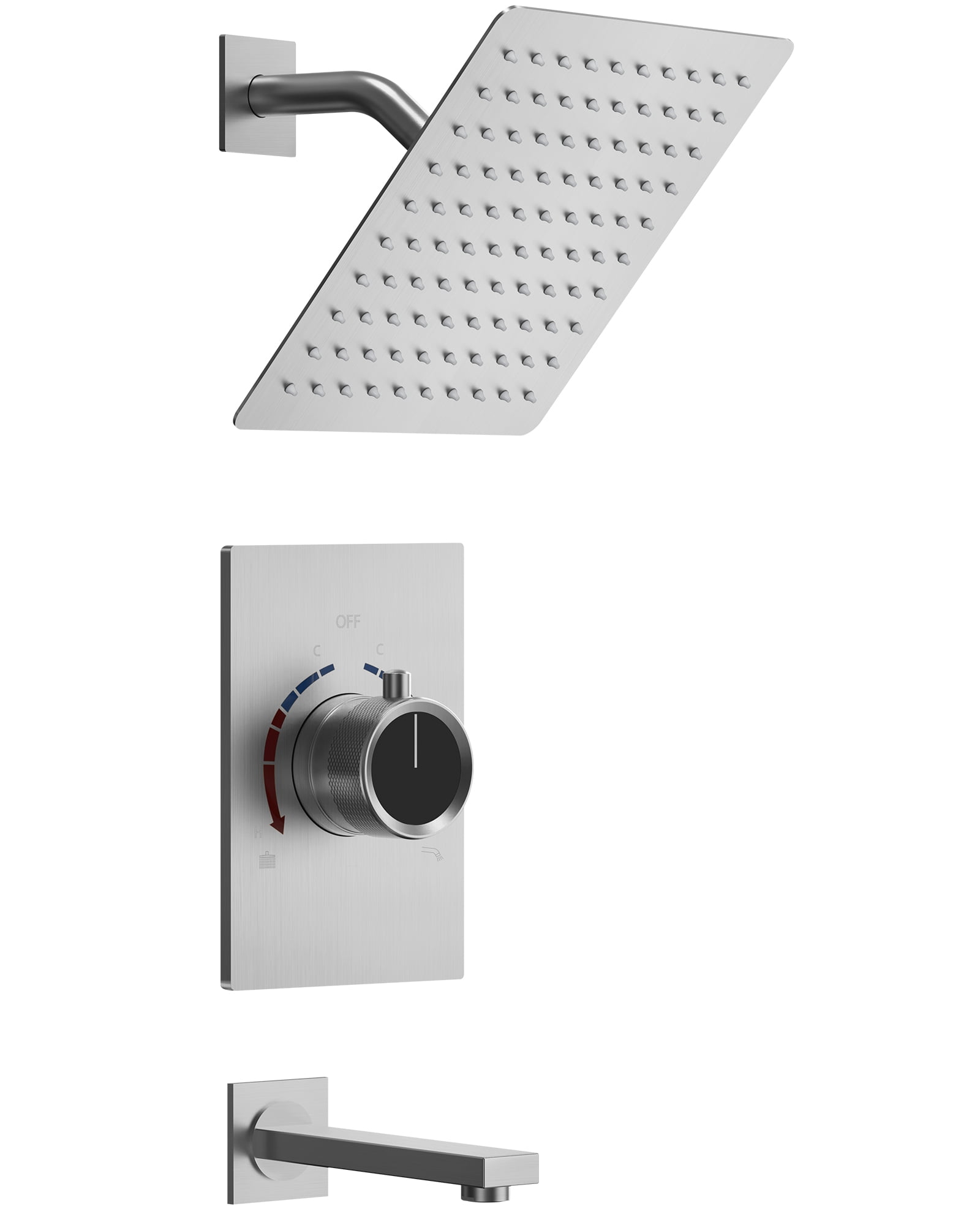 GRANDJOY Rain Shower Head with Tub Spout, Shower System 10" Wall ...