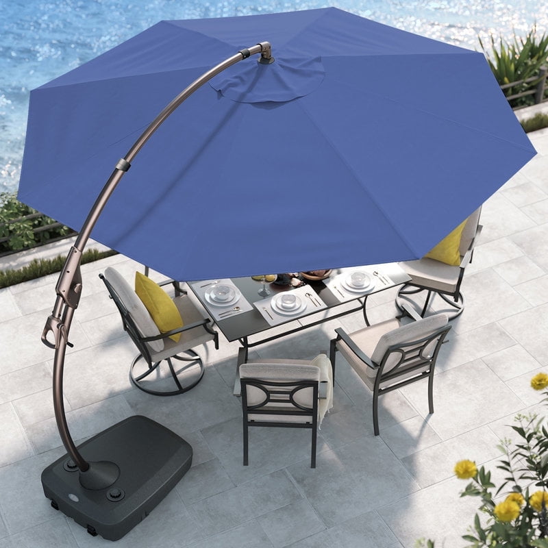 GRANDPATIO 12 Ft Outdoor Patio Umbrella with Base, Curved Offset ...