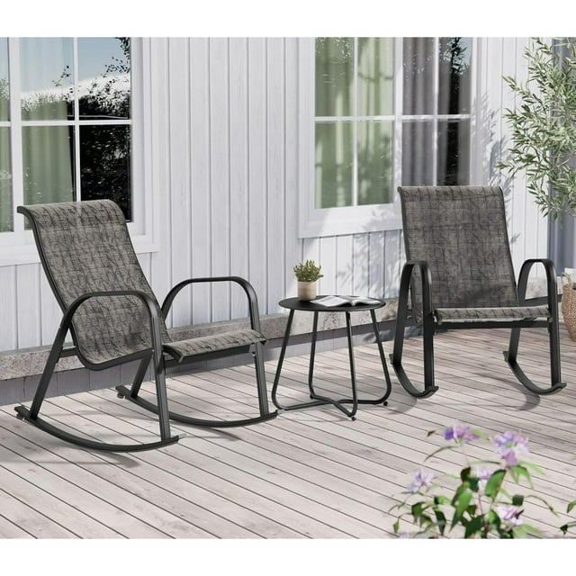 GRANDPATIO 3-Piece Patio Bistro Set, Outdoor Furniture Sling Rocking ...