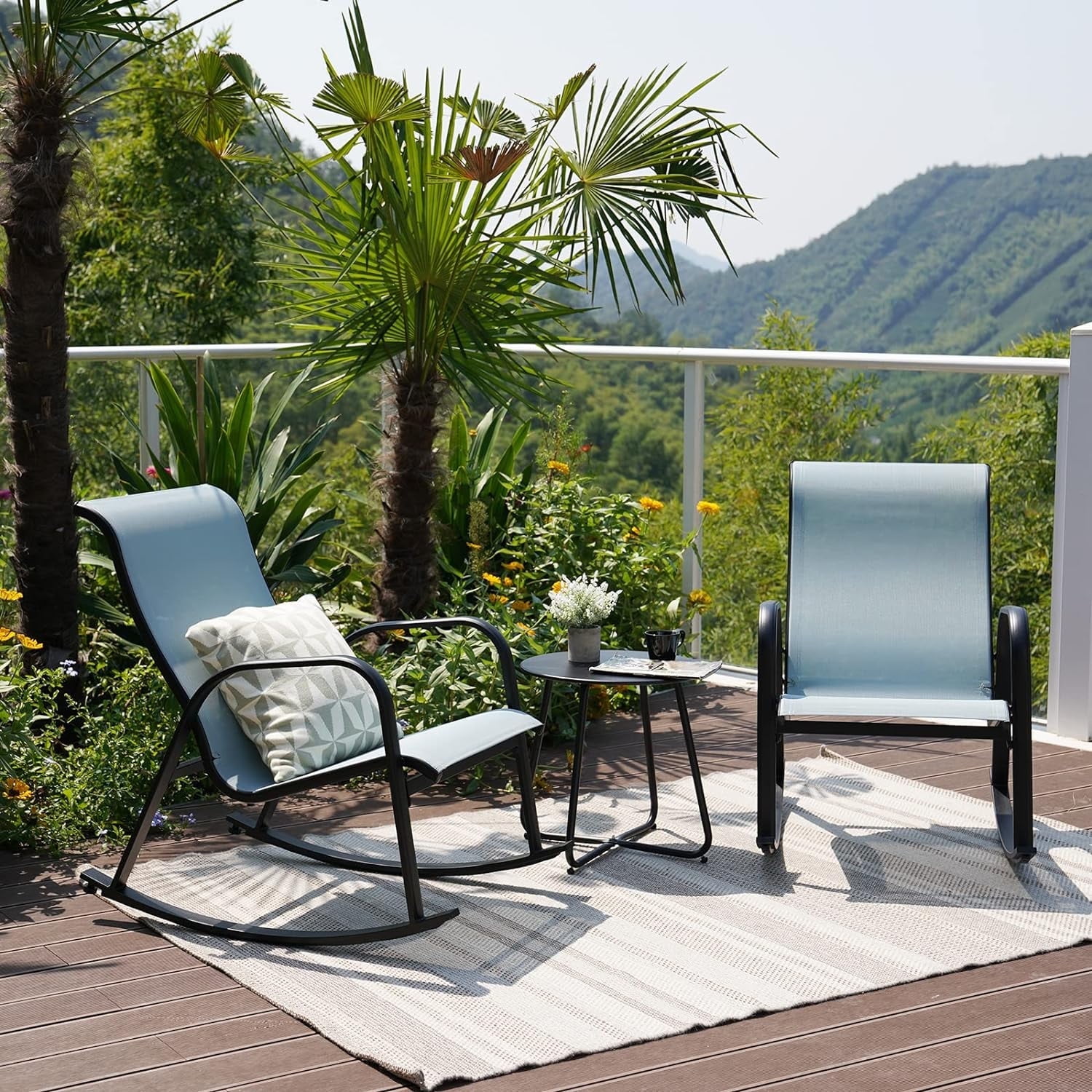 GRANDPATIO 3-Piece Patio Bistro Set, Outdoor Furniture Sling Rocking ...