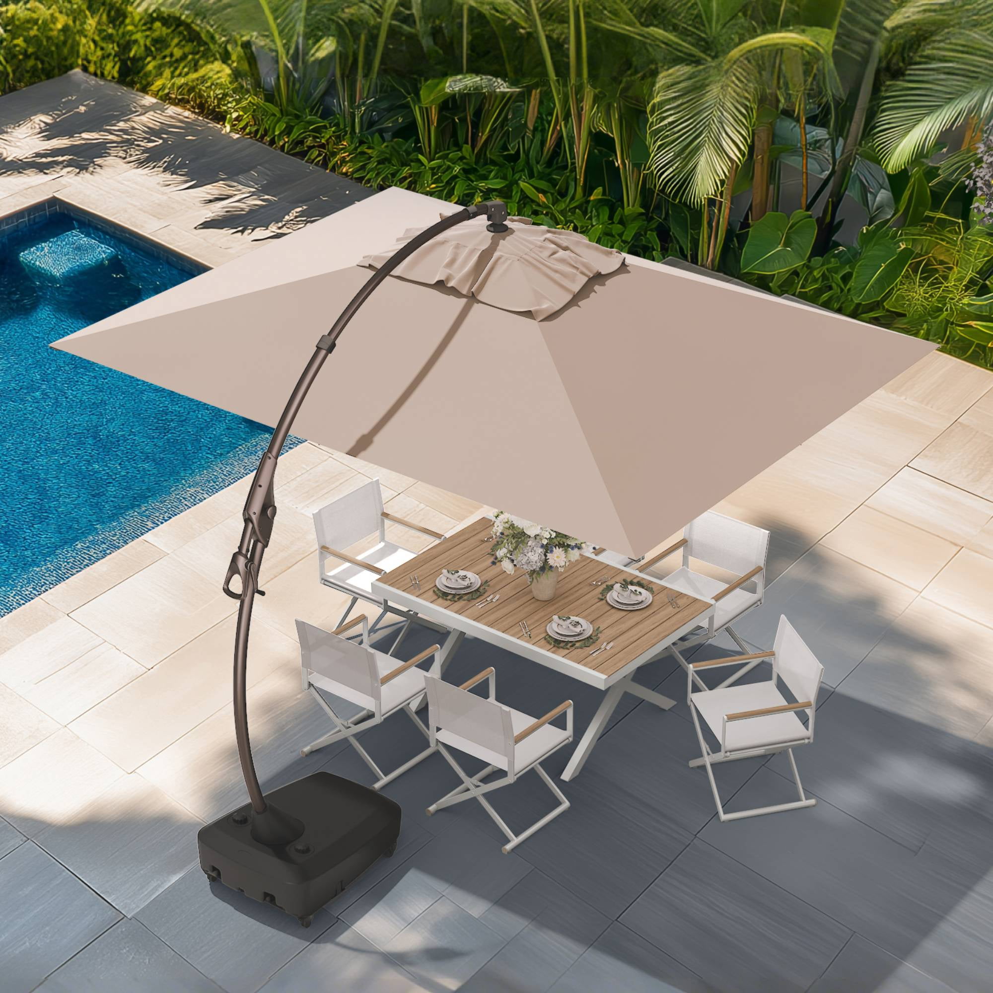 GRANDPATIO Deluxe 9x12 FT Rectangular Offset Umbrella, Large Patio ...