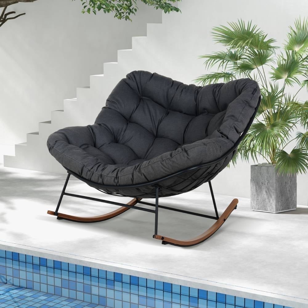GRANDPATIO Outdoor & Indoor Glider Chair, Rocking Chair with Padded ...