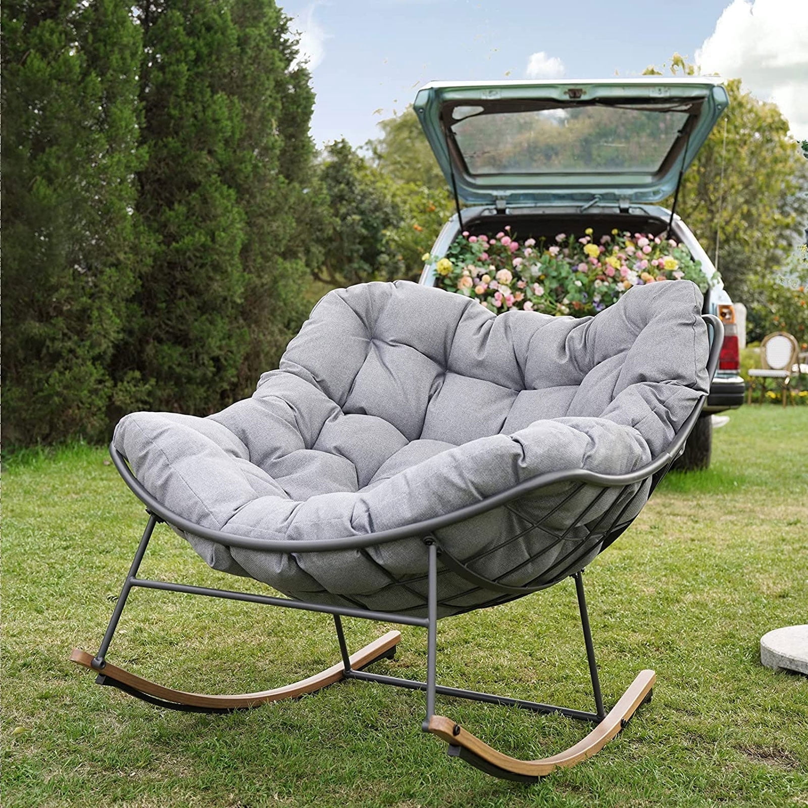 GRANDPATIO Outdoor & Indoor Glider Chair, Rocking Chair with Padded ...