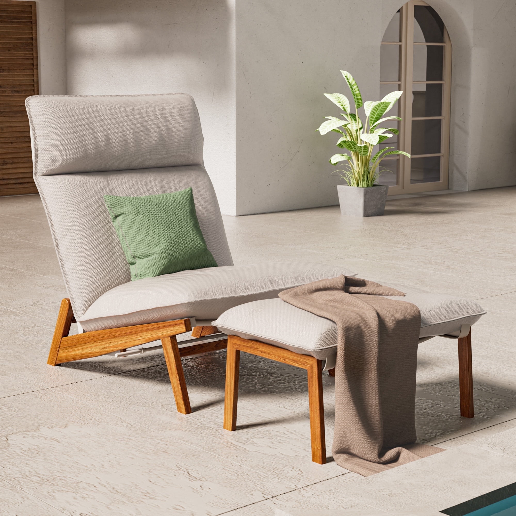 GRANDPATIO Outdoor Adjustable 2-Position High Back Sofa With Ottoman ...