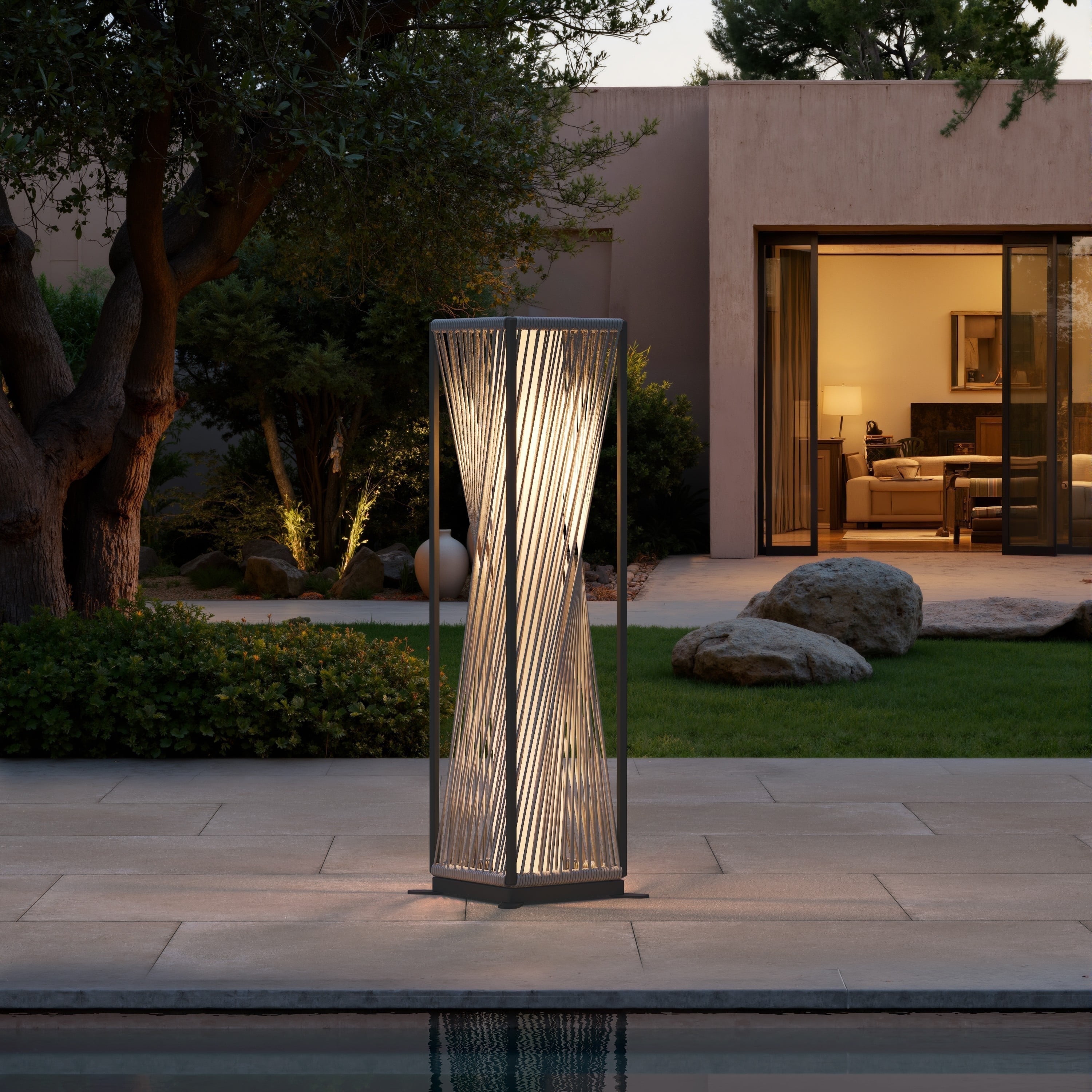 GRANDPATIO Outdoor Lights Solar Floor Lamp Resin Wicker Weave ...