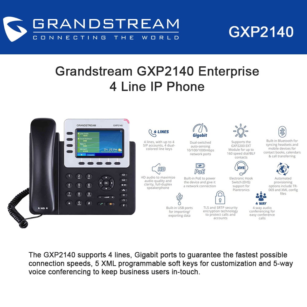 GRANDSTREAM GXP2140 HIGH-END IP PHONE 4 SIP - Walmart.com