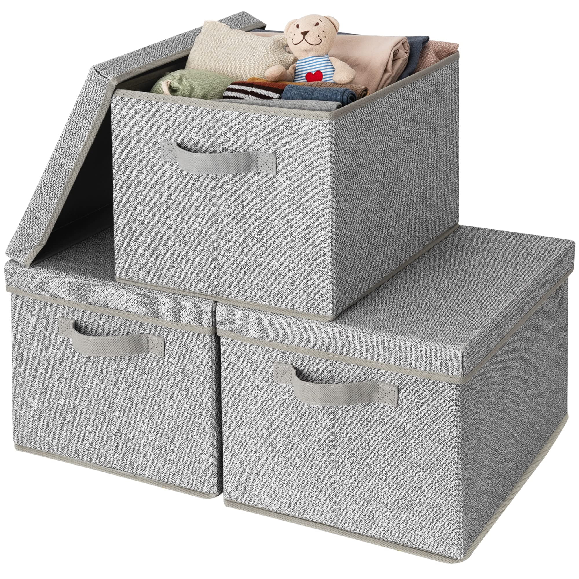 GRANNY SAYS Fabric Boxes with Lids, Storage Bins with Handles, Shelf ...