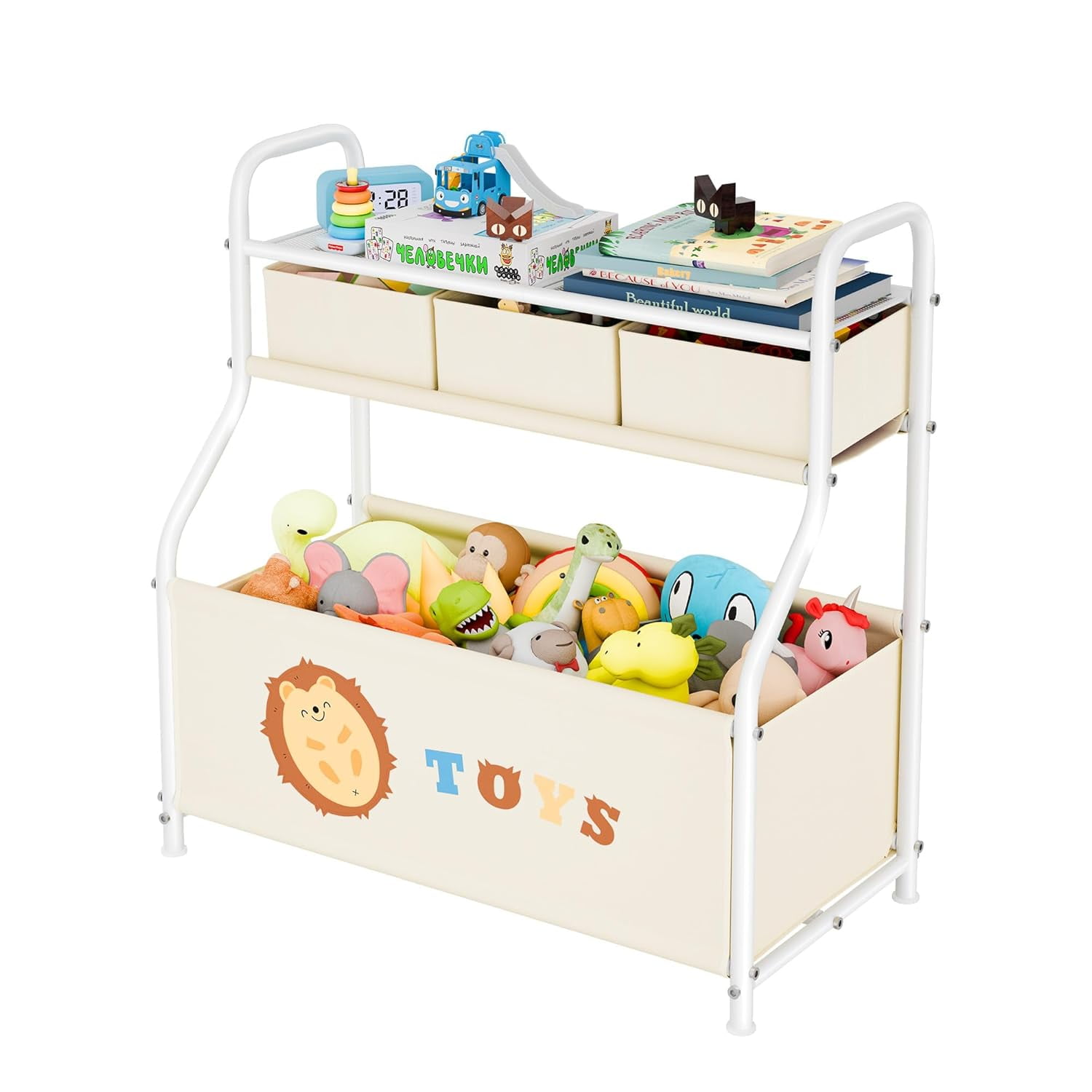 GRANNY SAYS Toy Box with Bookshelf, 3-Tier Kids Toy Chest, Toy Storage ...