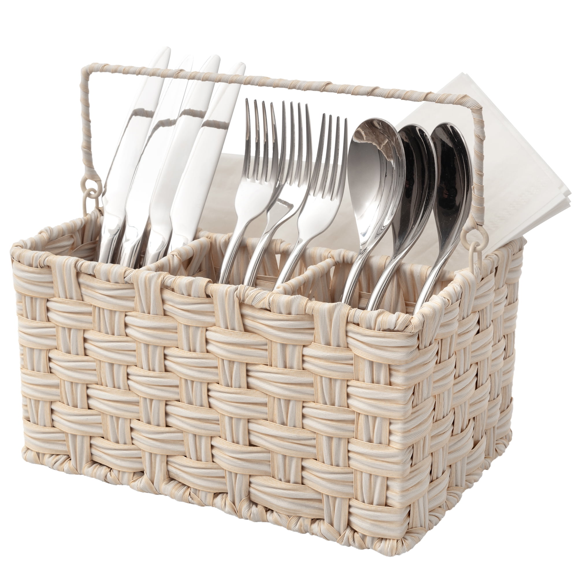 GRANNY SAYS Utensil Organizer, Spoon Cutlery Holder Wicker Serving ...