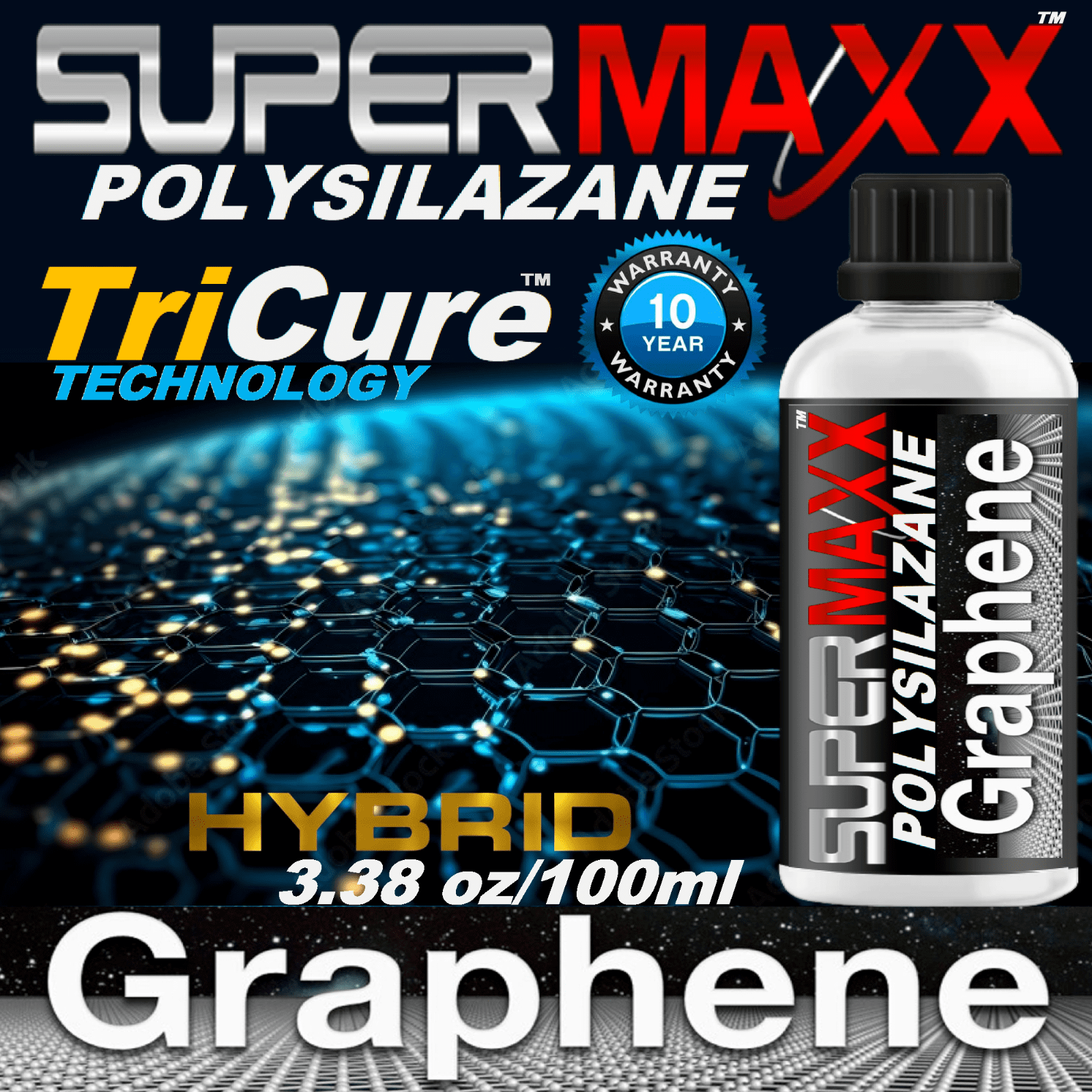 GRAPHENE CERAMIC CAR COATING POLYSILAZANE HYBRID PROTECTION - 3.38 oz ...
