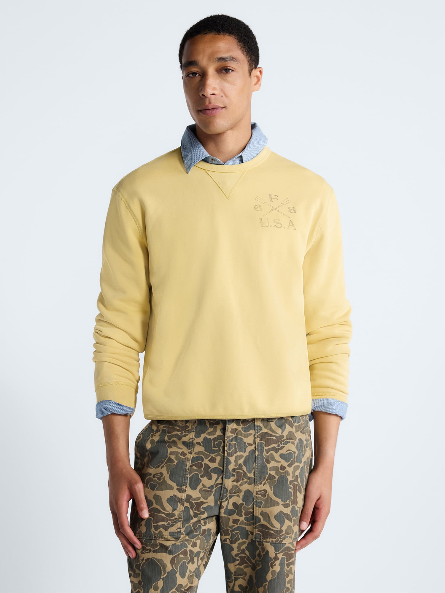 Free Assembly Men's Graphic Cotton Sweatshirt with Long Sleeves, Sizes ...