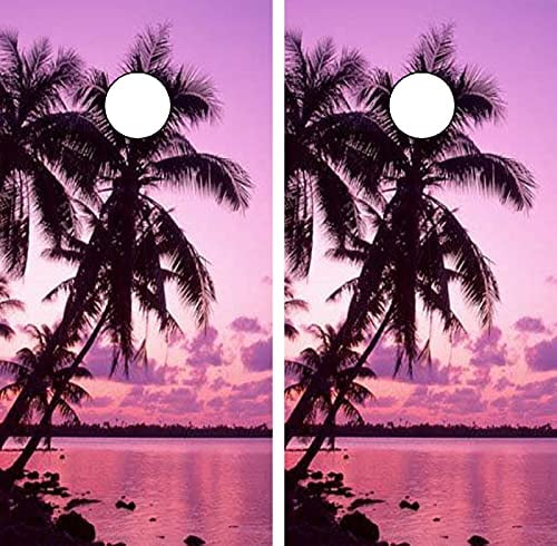 GRAPHIX EXPRESS C163 Palm Trees Beach Cornhole Board WRAP Wraps ...