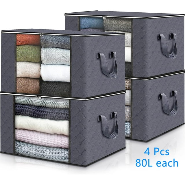 GRAREND Extra Large Wardrobe Storage Bags with Zippers, 80L Capacity ...