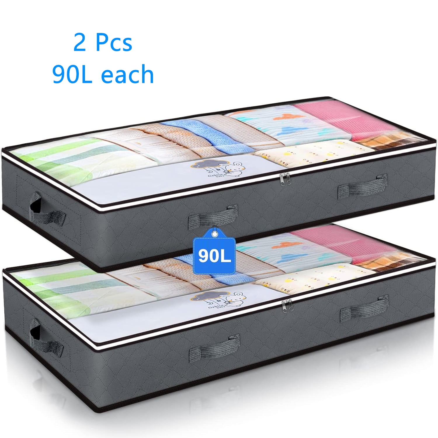 GRAREND Under Bed Breathable Storage Bags, Zippered Organizer for ...