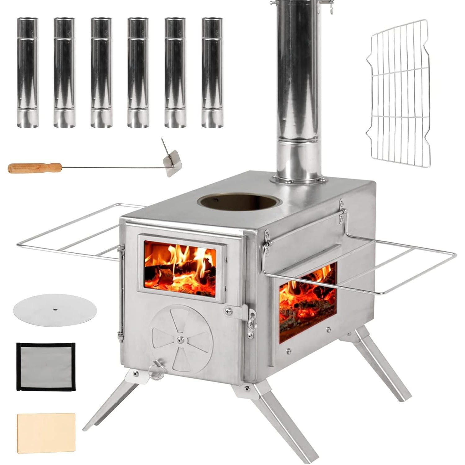 GRAVFORCE Camping Stove, Outdoor Tent Stove, Portable Wood Burning ...