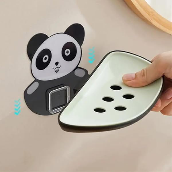 GRAVINO Self Draining Panda Shape Cute Soap Plastic Dish Adhesive ...