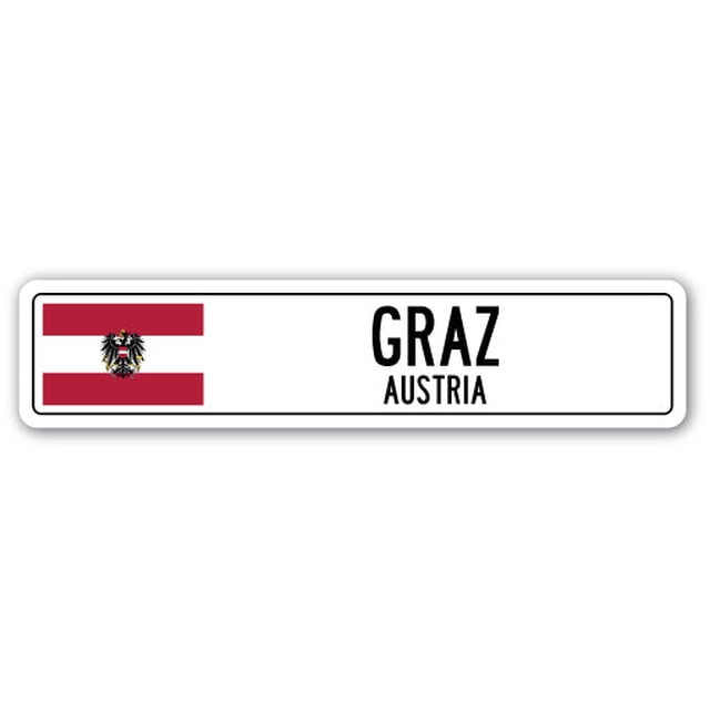 GRAZ AUSTRIA Street Sign Austrian flag city country road wall gift ...