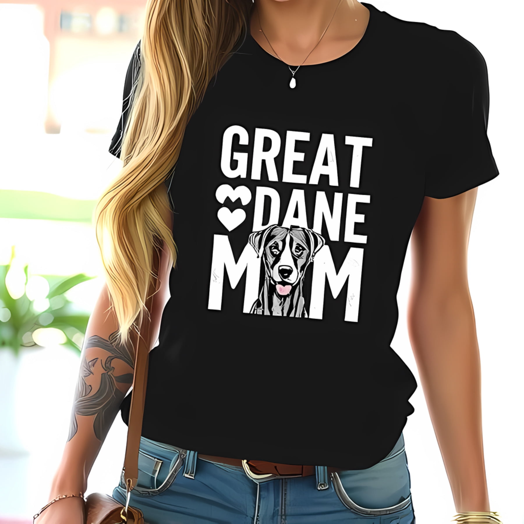 GREAT DANE MOM Cotton Short Sleeve T-Shirt - Graphic Design with Great ...