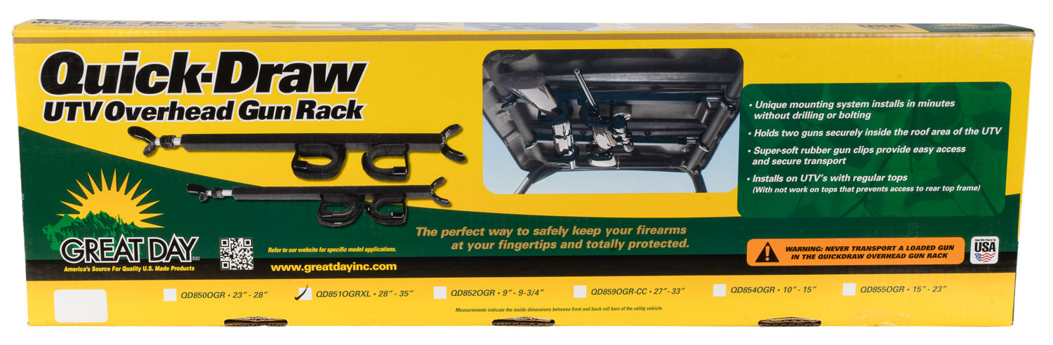 GREAT DAY QUICK DRAW OVERHEAD GUN RACK FOR UTV W/28"-35" ROOF ALUM BLK ...