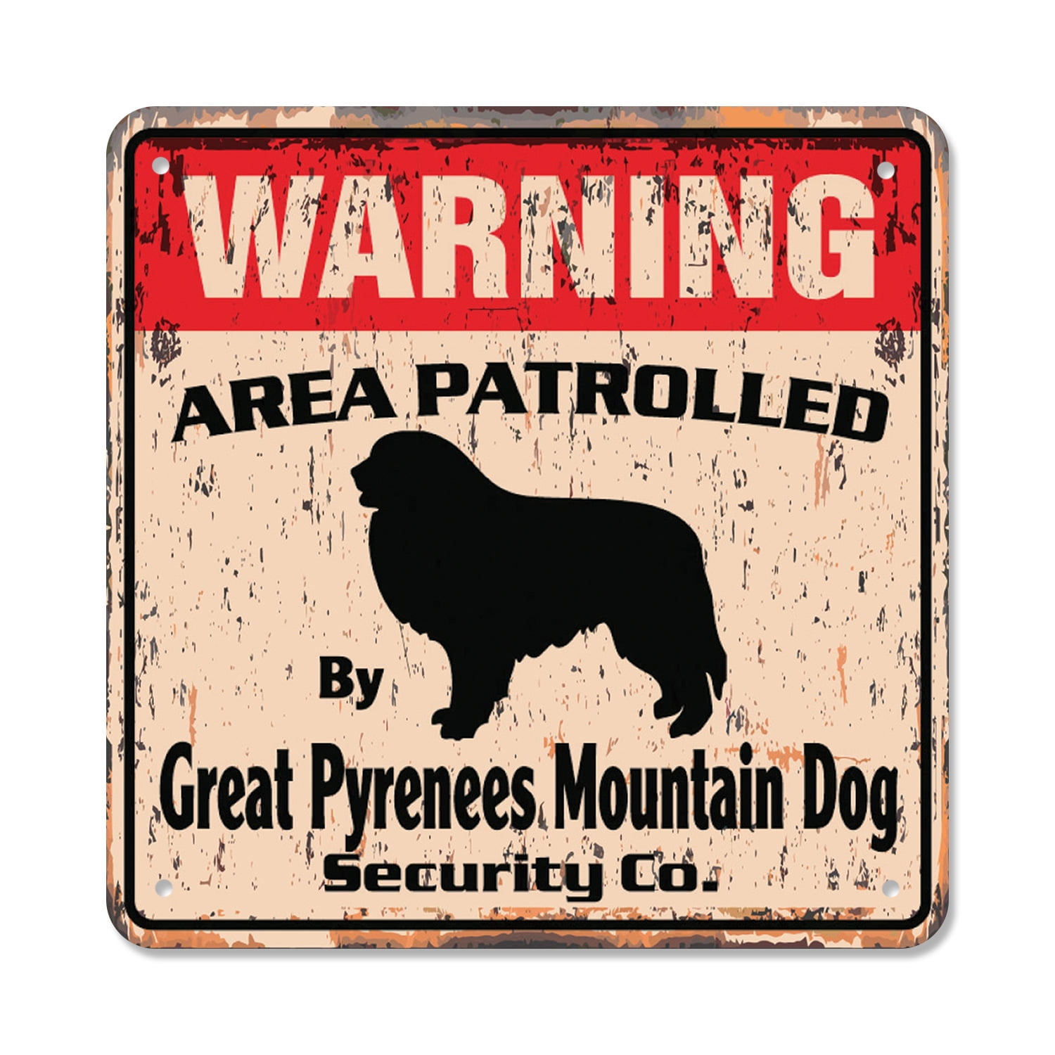 GREAT PYRENEES MOUNTAIN DOG Vintage Security Sign Patrolled huge patrol ...