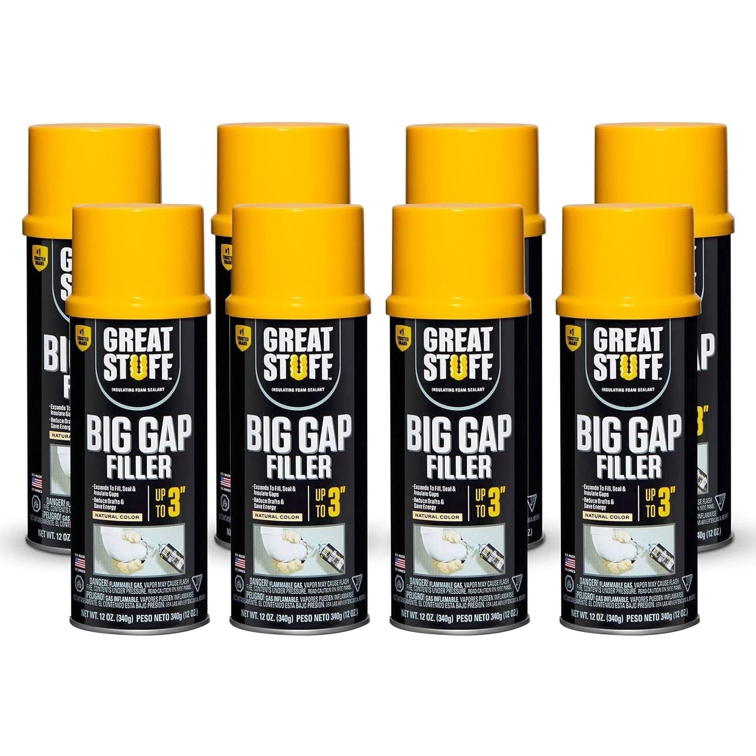 GREAT STUFF, Big Gap Filler, 12 oz, Cream (8 Pack) - Walmart.com