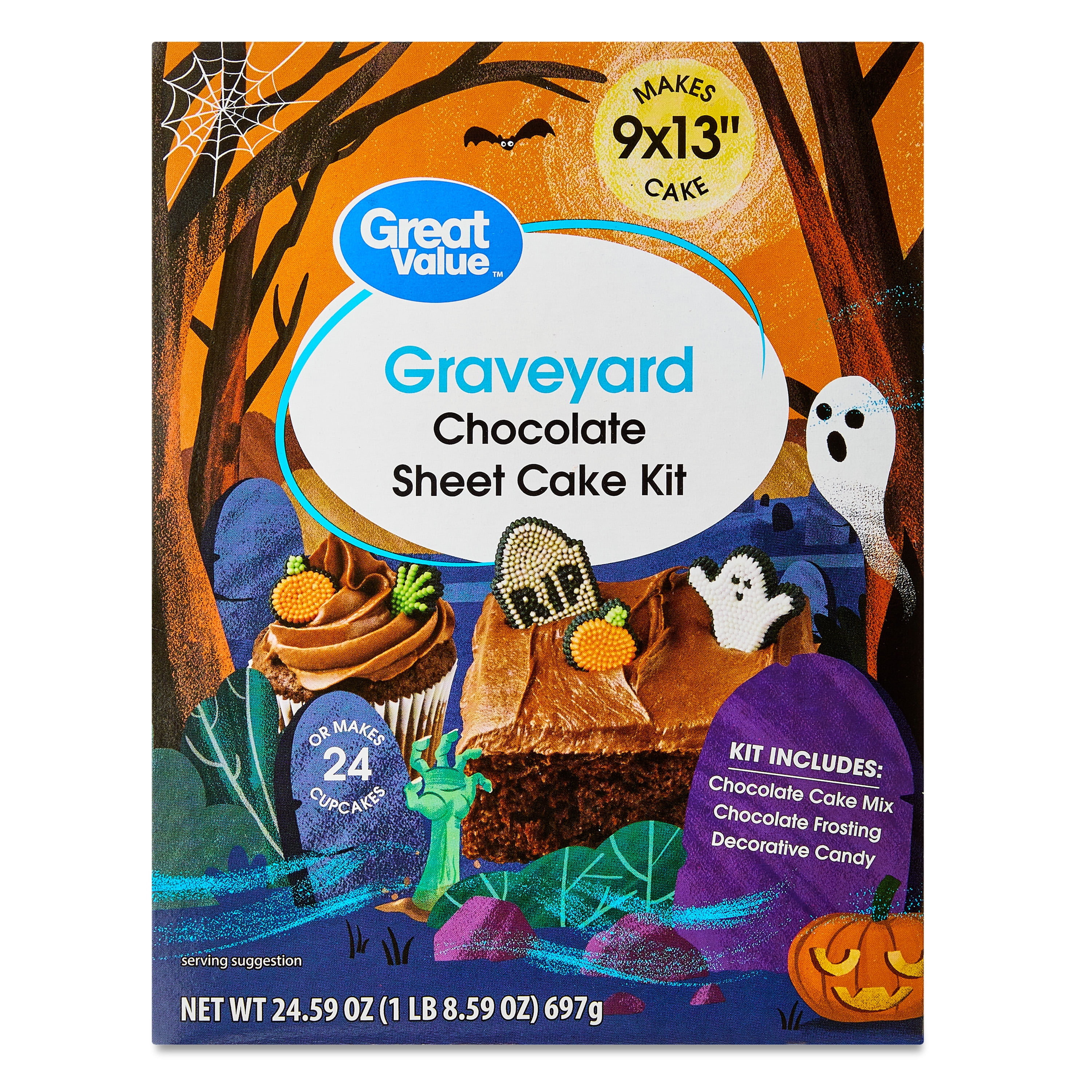 Great Value Halloween Graveyard Sheet Cake Kit Assorted - Walmart ...