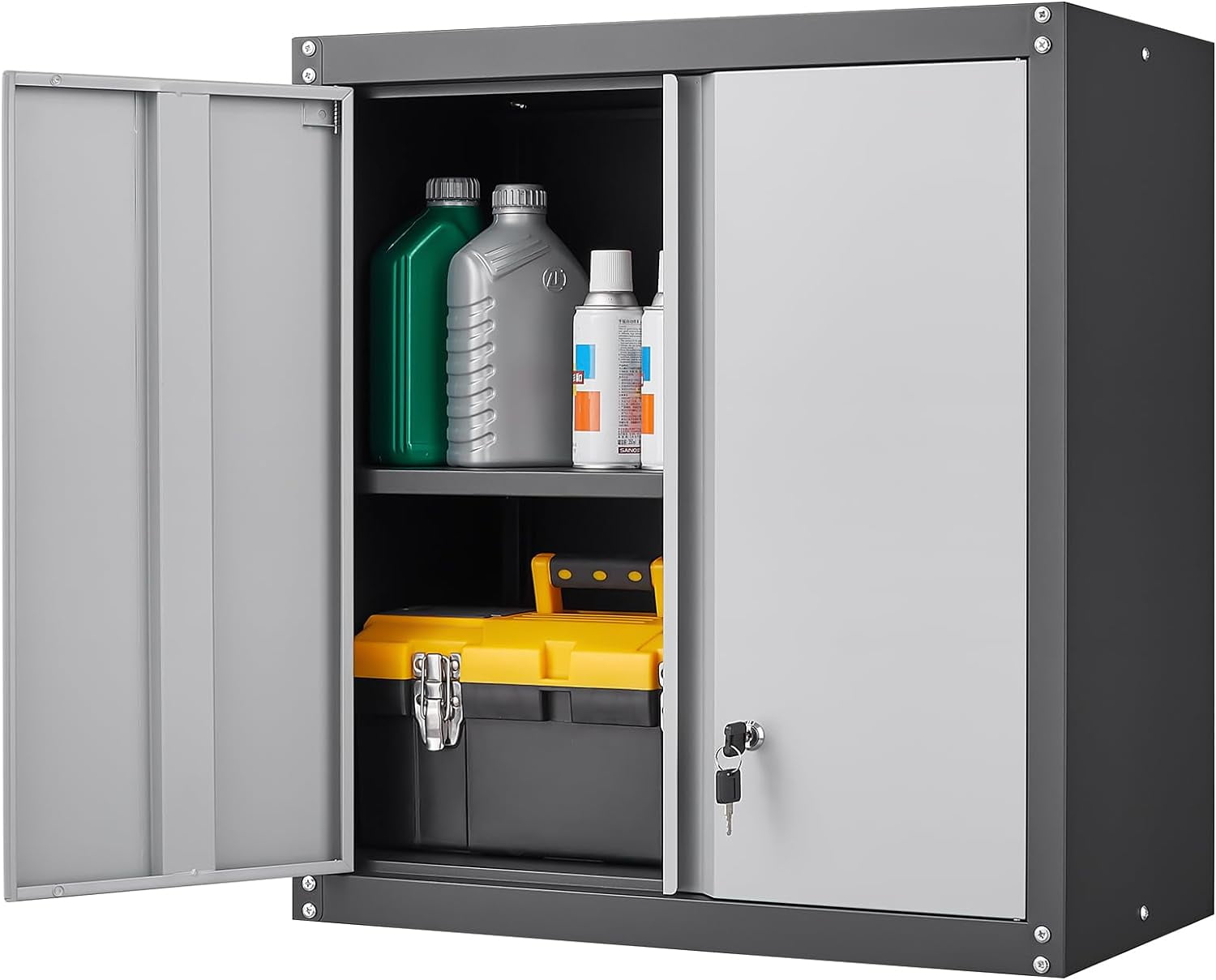 GREATMEET 28" H Lockable Metal Garage Storage Cabinets, Metal Cabinet ...