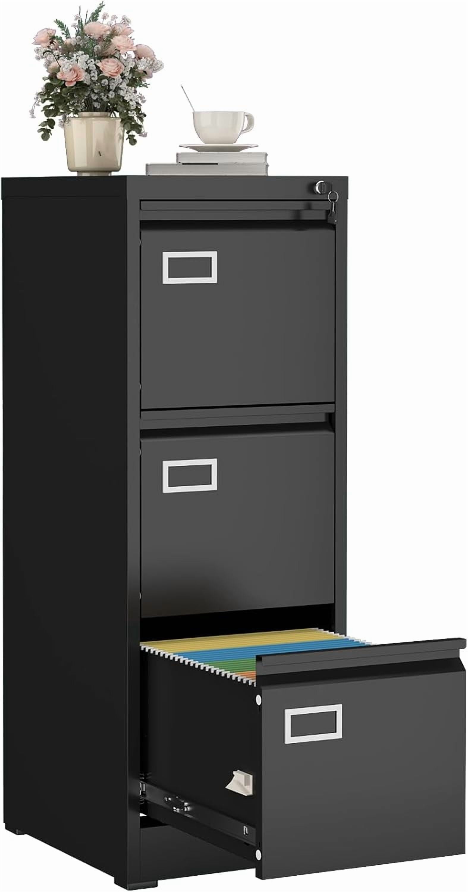 GREATMEET 3 Drawer File Cabinet with Lock, Metal Vertical File Cabinets ...
