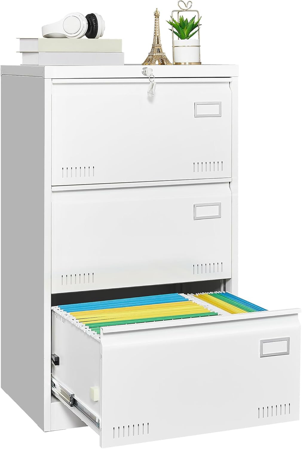 GREATMEET 3 Drawer Lateral File Cabinet,Storage Large File Cabinets,White File Cabinet 3 Drawer ...