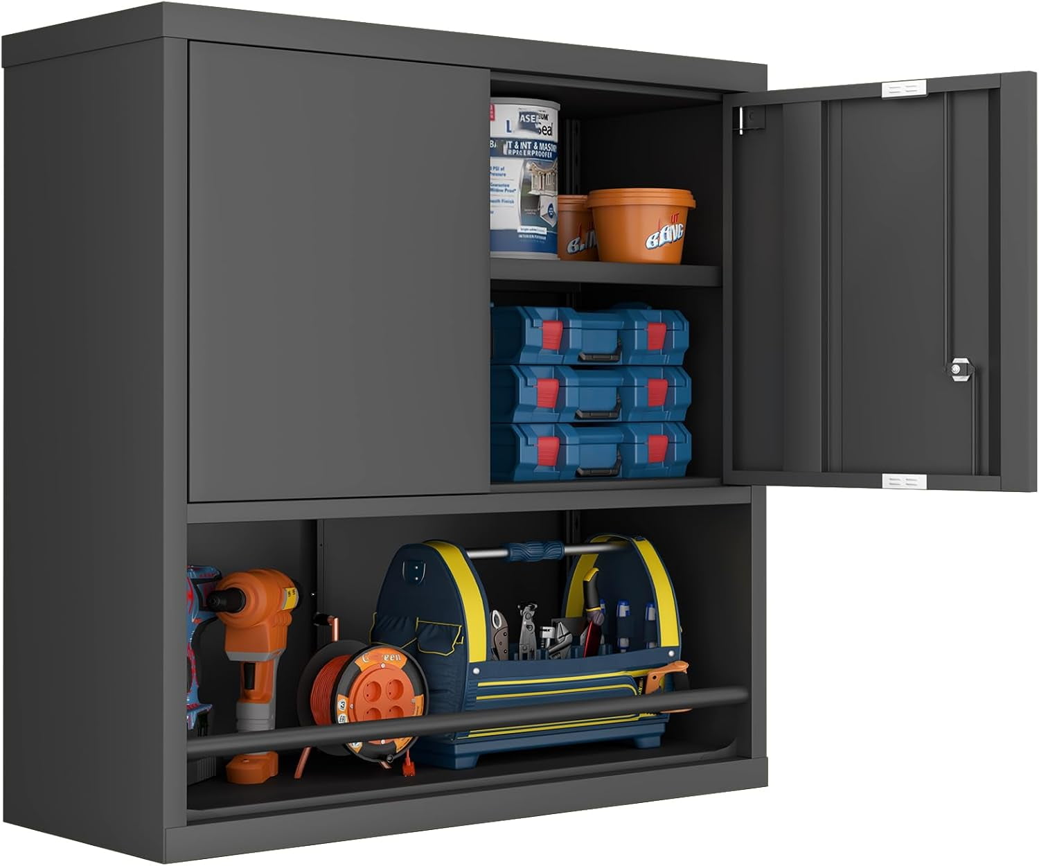 GREATMEET 31" H Locking Cabinet, Garage Storage Cabinets with Doors and ...
