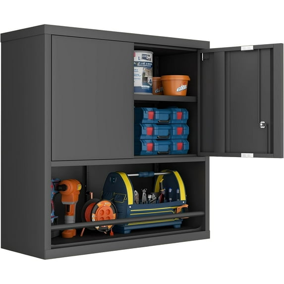 GREATMEET 31" H Locking Cabinet, Garage Storage Cabinets with Doors and ...