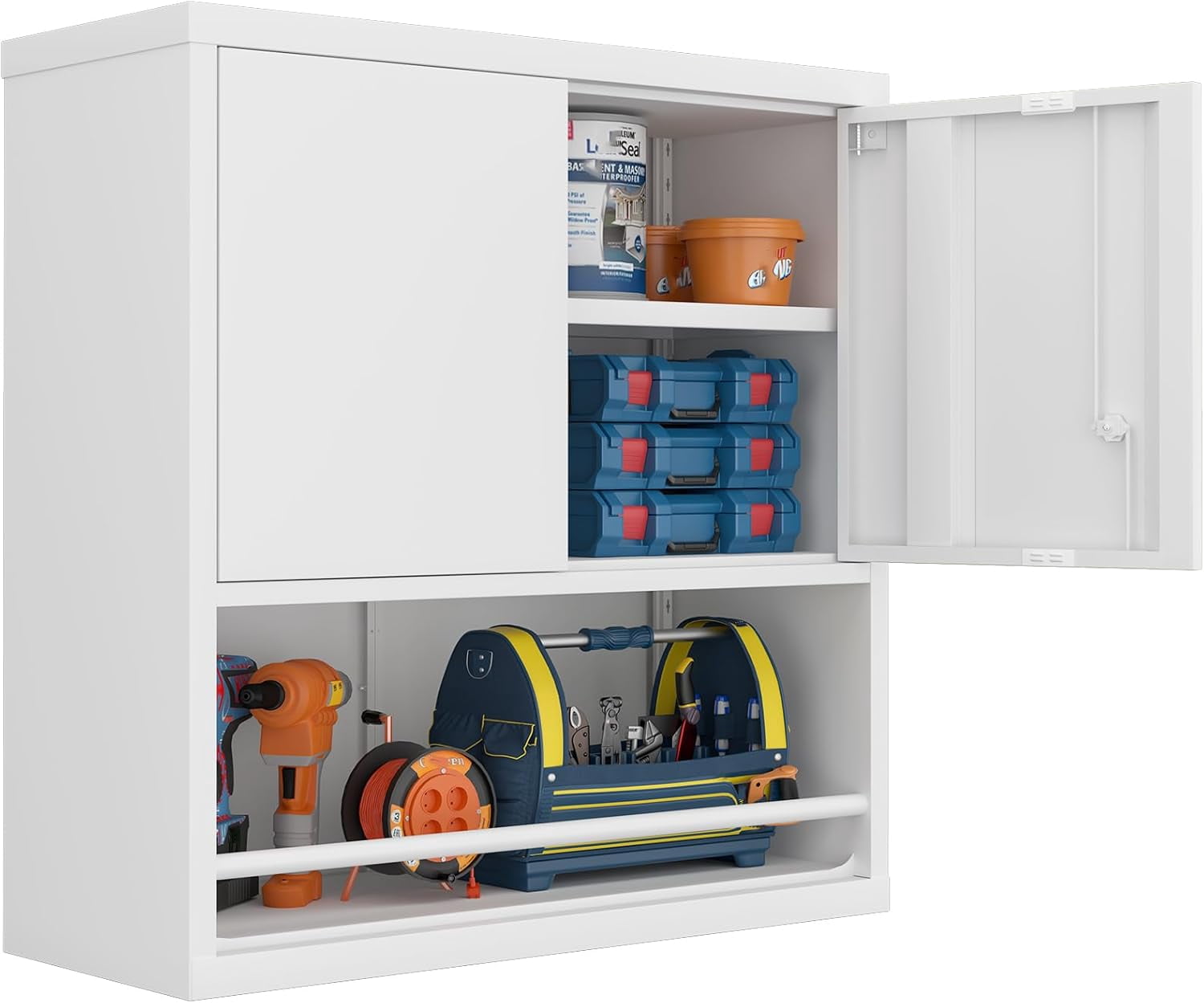 GREATMEET 31" H Metal Cabinets with Doors and Shelves, Lockable Storage ...