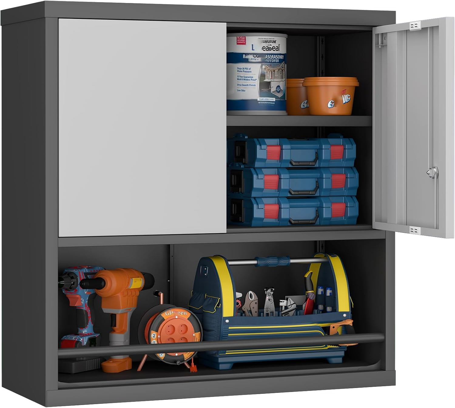 GREATMEET 31" H Metal Garage Storage Cabinets,Wall Cabinet Storage ...