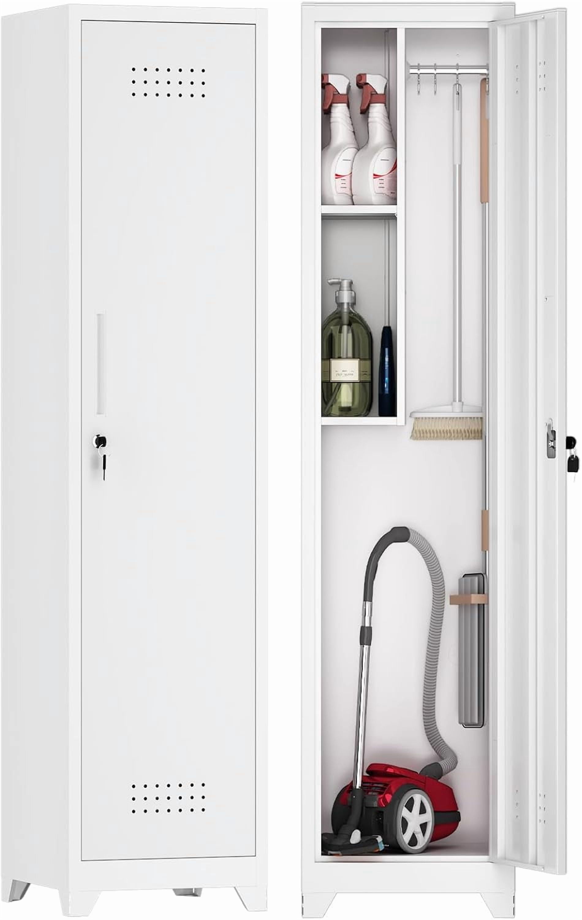GREATMEET 65" Slim Utility Closet, Narrow Broom Closet Storage Cabinet ...
