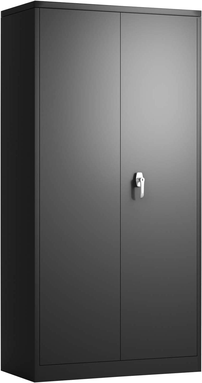 GREATMEET Locking Metal Storage Cabinet,Steel Storage Cabinet with 4 ...