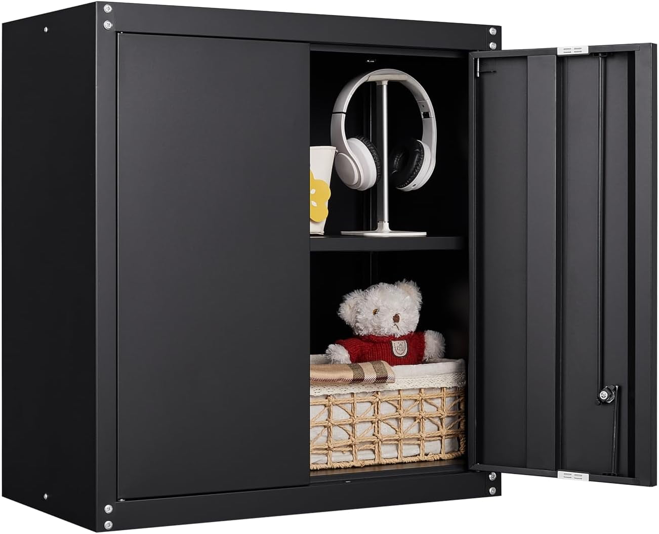 GREATMEET Metal Garage Wall Cabinet, Wall Mount Storage Cabinets with ...