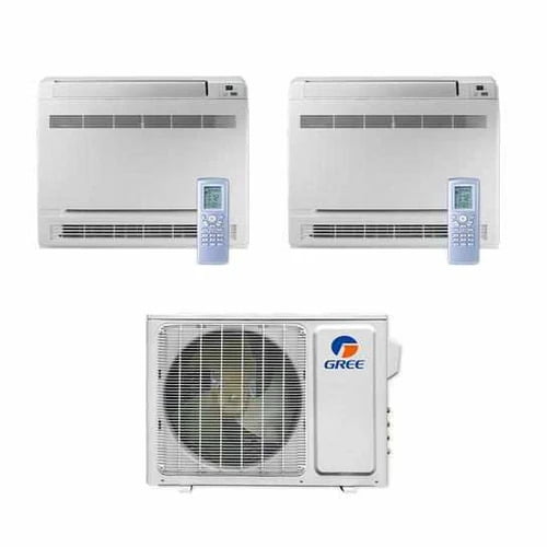 GREE Multi Gen2 Series 24,000 BTU 2-Zone Mini Floor Console 18K+9K ...